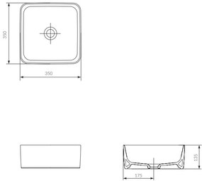 Cersanit Crea umyvadlo na desku 35x35cm, bílá, K114-007