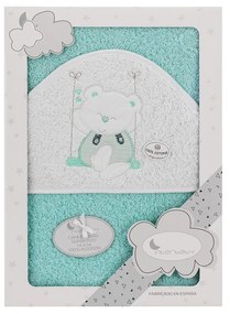 Interbaby Dětská osuška froté 100 x 100 cm v dárkovém balení Spící medvídek + modrá