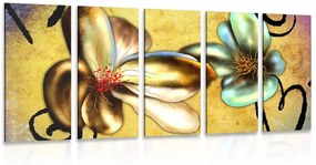 5-dílný obraz zajímavé vintage květiny Varianta: 100x50