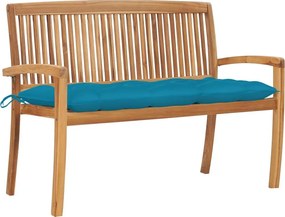 vidaXL Stohovatelná zahradní lavice s poduškou 128,5 cm masivní teak [3063302] Barva: Béžová