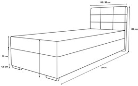 Čalouněná postel 90x200 ELSIE 1 s úložným prostorem - bílá, pravé provedení
