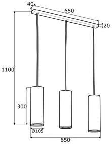 Argon 1486 - Lustr na lanku LINEA 3xE27/15W/230V mosaz/černá