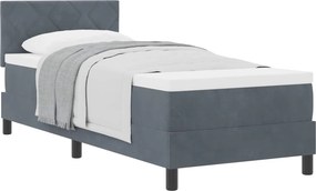 Postel s boxspringem s čelo Tmavě šedá 80 x 200 cm samet 3339201