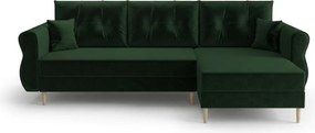 Rozkládací oboustranná sedací souprava do L SILVIANO 230x140 cm, tmavě zelená