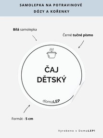 ČAJ DĚTSKÝ – bílá samolepka na dózu, tučné písmo, 5 cm | DomaLEP