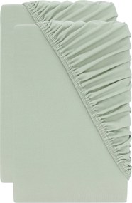 Livarno® Sada žerzejových napínacích prostěradel, 90–100 x 200 cm, 2dílná, zelená