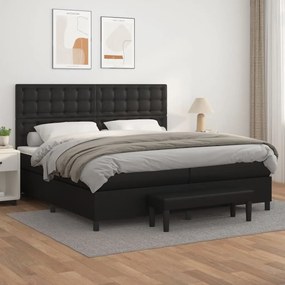 Box spring postel s matrací černá 200x200 cm umělá kůže