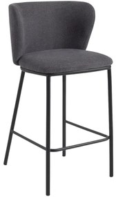 OnaDnes -20% Tmavě šedá látková barová židle Kave Home Ciselia 65 cm