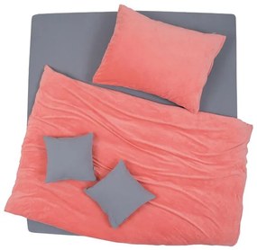 SCANquilt povlečení VELUR UNI lososová 140 x 200/70 x 90 cm