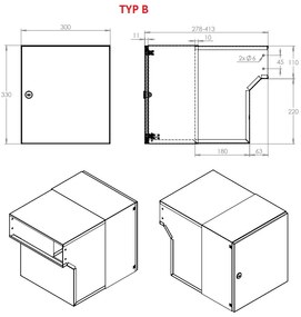 Nerezová poštovní schránka do sloupku 1g Odstín: Nerezová ocel - Broušeno
