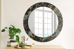Kulaté dekorativní zrcadlo na zeď Hexagonový mramor fi 60 cm