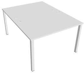 Dvojstůl pracovní rovný 120×160 cm - Hobis Uni USD 1200 Dekor stolové desky: bílá, Barva nohou: bílá