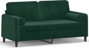 2místná pohovka s polštáři tmavě zelená 140 cm samet 3200883