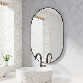 TRENDIE Oválné zrcadlo LOFT 80 × 40 cm černé