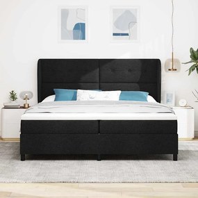 Postel s boxspringem s čelo Černá 200 x 200 cm textil 3340587