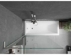 Mexen Next L, 1-křídlová vanová zástěna 100 x 150 cm, transparent, 6mm čiré sklo, profil broušená ocel, 895-100-000-03-00-97