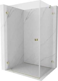Mexen Lunar-B, výklopný sprchový kout levý 85 x 70 cm, 8mm čiré sklo, zlatý profil, 832-085-070-50-00-L