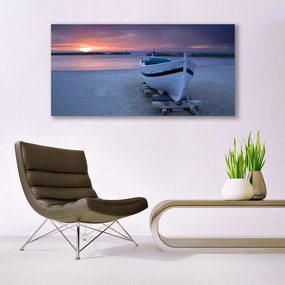 akrylový obraz Loďka Pláž Slunce Krajina 120x60 cm