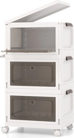 Costway Úložný box s víkem skládací boxy pro ukládání3sada plastová krabice