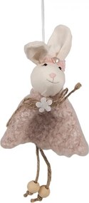 Závěsný velikonoční králíček s růžovými šaty Magiccal - 8*3*16 cm