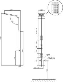Sapho, JACOB sprchový panel 200x1500mm, černá, WN683