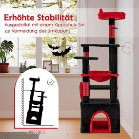 Costway Gotický kočičí strom s jeskyní, houpací sítí a škrabadly a škrabadlo