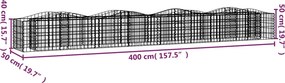 Klenutý gabion vyvýšený záhon 400x50x50 cm pozinkované železo 153543