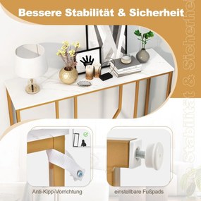 Costway Konzolový stolek s geometrickým kovovým rámem zlatá + – 110 × 30 × 80 cm