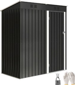 Outsunny venkovní pozinkovaný zahradní domek 1,37 m², 163 x 90 x 179 cm – uzamykatelné dveře, větrací otvory, úložný prostor, tmavě šedý | Aosom
