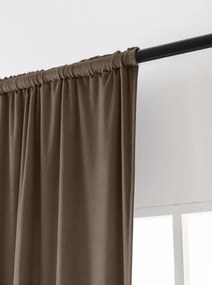 Hnědý zatemňovací závěs VELVET 140x270 cm Zavěšení: Řasící páska