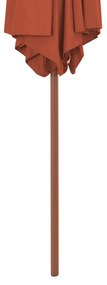 Zahradní slunečník s dřevěnou tyčí 270 cm terakotový - Default Title