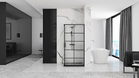 Obdélníkový sprchový kout REA CONCEPT 80x100 cm, černý se sprchovou vaničkou Savoy bílá