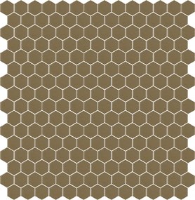 Hisbalit Skleněná mozaika hnědá Mozaika 322A SATINATO hexagony 2,3x2,6 (33,33x33,33) cm - HEX322ALH