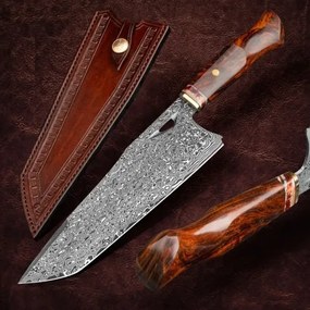 KnifeBoss kuchařský damaškový nůž Master Chef 8.5 (220 mm) Ironwood