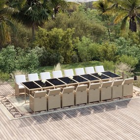 vidaXL 17dílný zahradní jídelní set s poduškami béžový polyratan