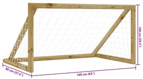 vidaXL Marketos Fotbalová branka se sítí 160x80x100 cm impregnovaná borovice