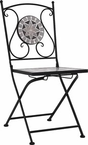 3dílný mozaikový bistro set keramický šedý 279690