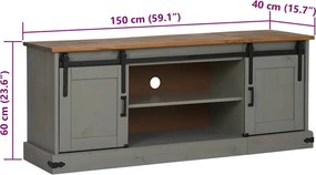 vidaXL TV skříňka HALDEN 2 posuvné dveře 150x40x60 cm masiv [4018415] Barva: Šedá