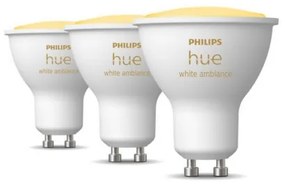 LED žárovka GU10 Philips Hue 3ks 4,2W (50W) White Ambiance (2200-6500K) stmívatelná
