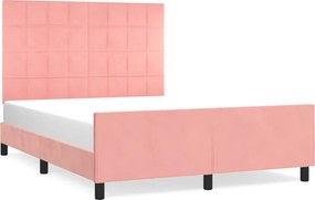 Rám postele s čelem růžový 140x200 cm samet 3125762