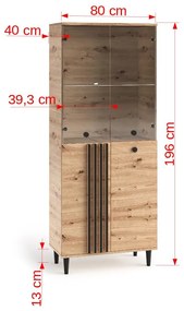ADRK Vitrína vysoká LIVIA 06 ART 80, dub artisan