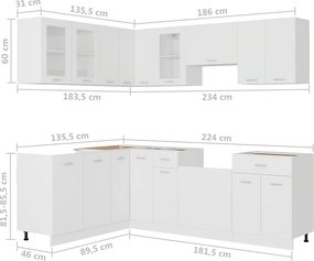11dílná sada kuchyňských skříněk "Lyon" bílá, dřevěné 3067663