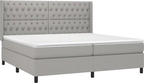 Box spring postel s matrací a LED světle šedá 200x200 cm textil 3138581