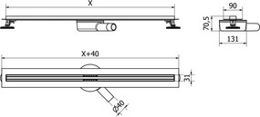 Mexen Flat 360° Slim otočný liniový odtok 110 cm, bílý - 1241110