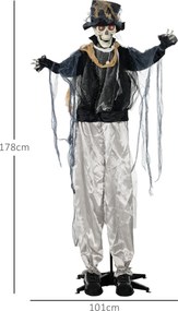 HOMCOM Halloween duch, Halloween dekorace, zvuková funkce, s pohybovým senzorem a LED světly, 101 cm x 64 cm x 178 cm