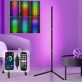 Podlahová Rohová Stojací Lampa Rgb Led Dálkový Ovladač Aplikace Music Sensor 160 CM