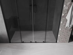 Mexen Velar L Duo, posuvné sprchové dveře do otvoru 180 cm, 8mm šedé sklo, černá matná, 871-180-003-42-70