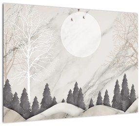 Skleněný obraz - Zimní krajina (70x50 cm)