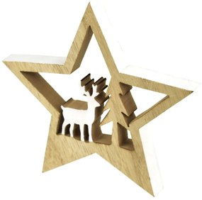 Hvězda dřevěná se srnkou 20 cm