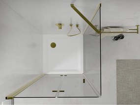 Mexen Lima sprchový kout 70x70cm, 6mm sklo, zlatý profil - čiré sklo + Slim sprchová vanička - 856-070-070-50-00-4010